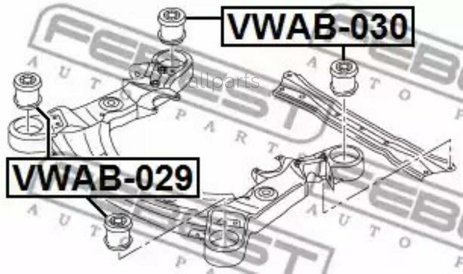 FEBEST VWAB030 сайлентблок пер!\ Audi A6 2.0-4.2/2.0TDi-3.0TDi