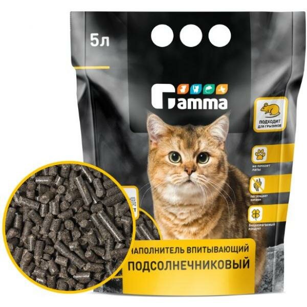 Гамма Наполнитель впитывающий подсолнечниковый, 5л, 3кг