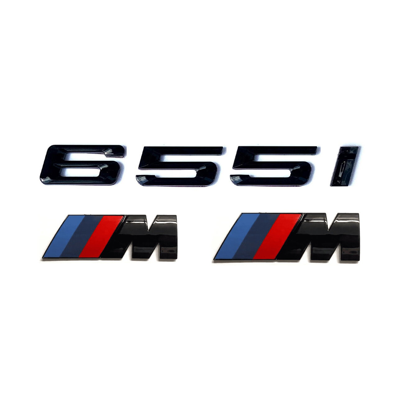 Комплект: шильдик на багажник 655 i для BMW 6 ой серии + 2 эмблемы на крыло M-performance черный мат