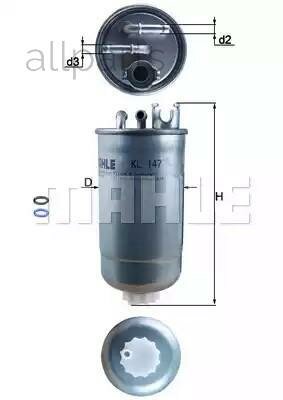 MAHLE KL147D Фильтр топливный AUDI: A3 96-, A4 95-00, A4 00-04, A4 04-, A4 Avant 96-01, A4 Avant 01-04, A4 Avant 04-, A4 кабрио 05-, A6 97-05, A6 Avant 98-05, FIAT: PUNTO 94-9