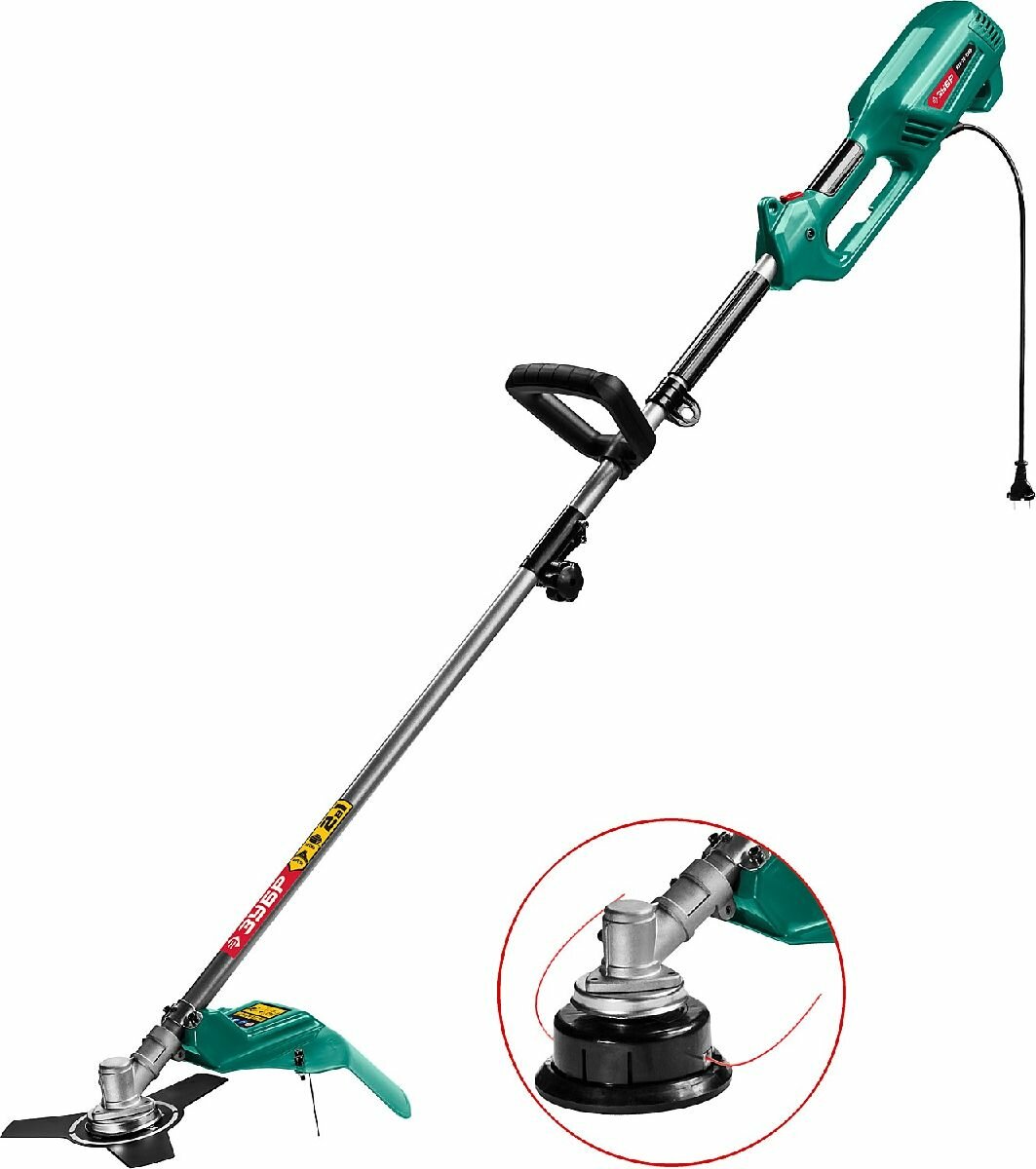 Сетевая коса ЗУБР 1300 Вт ширина скашивания леской 38 см ножом 25 5 см с ремнем и разъемной штангой