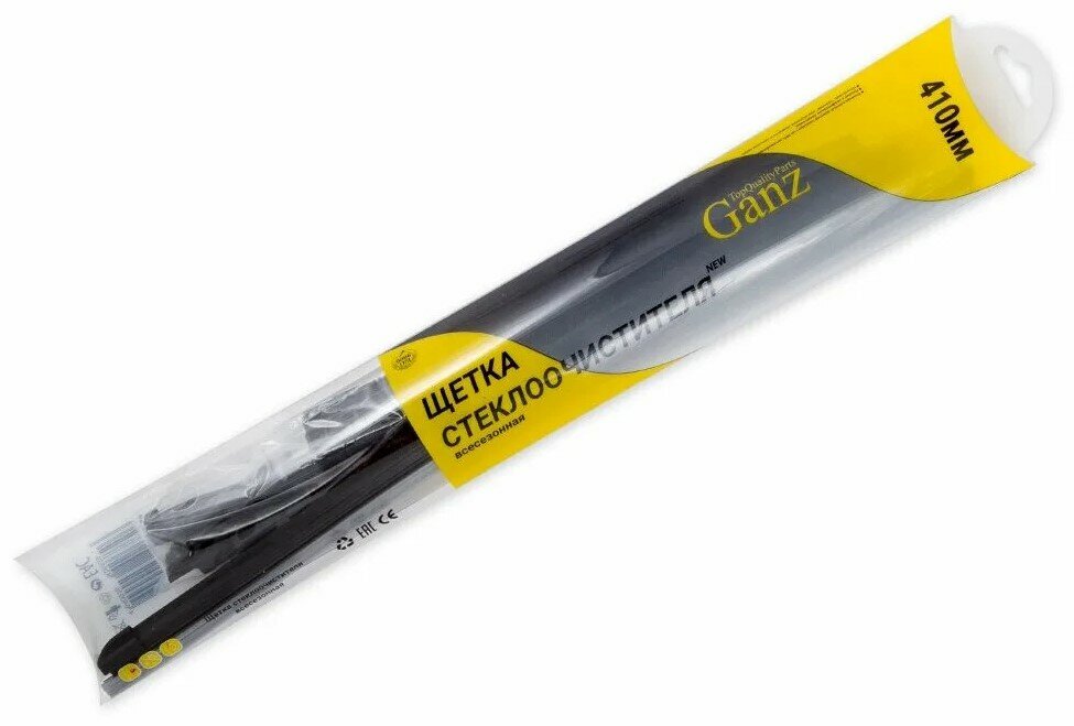 Щетка стеклоочистителя 410 мм бескаркасная 1 шт GANZ GIS01015, 8 адаптеров