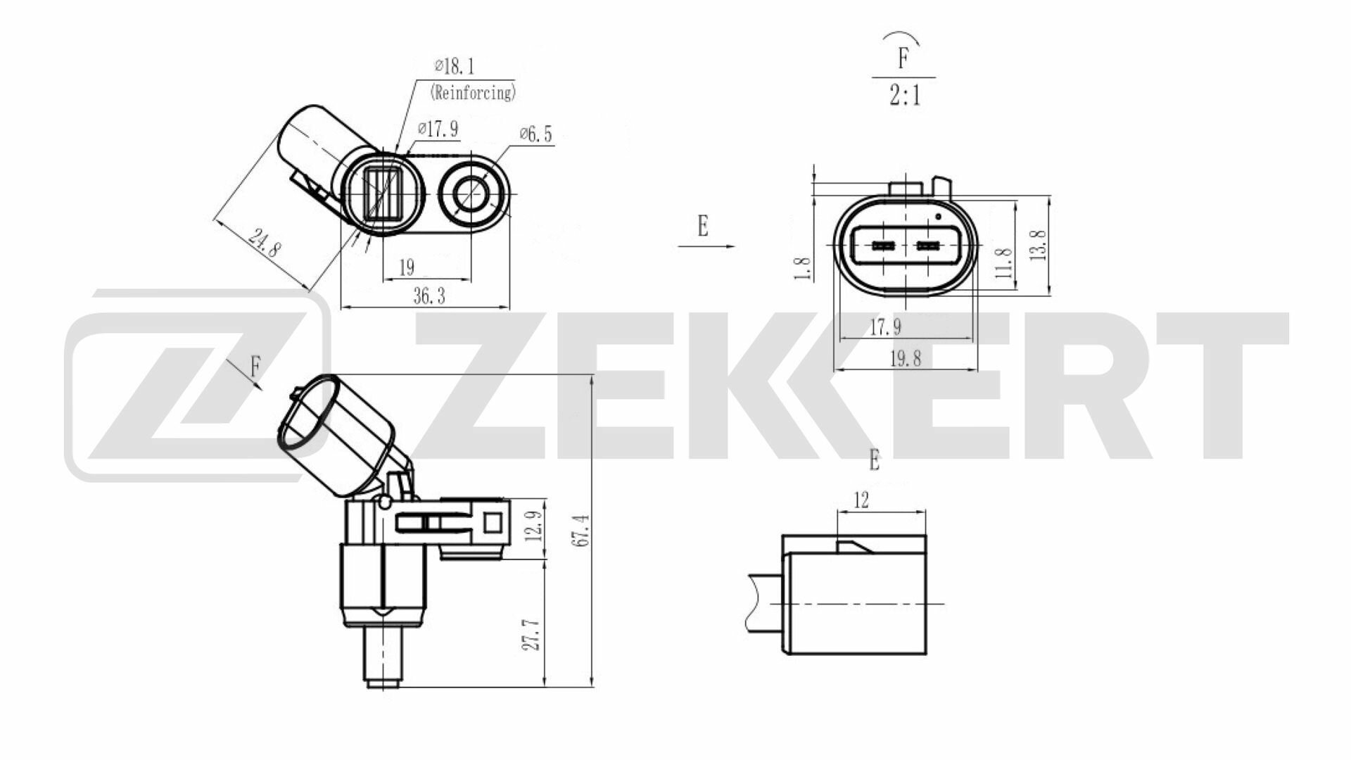 Датчик ABS передн. лев. VW Polo III 94- Passat III IV 93- Golf III-V 91- Skoda Octavia (1U2 1U5 Zekkert арт. se-6182