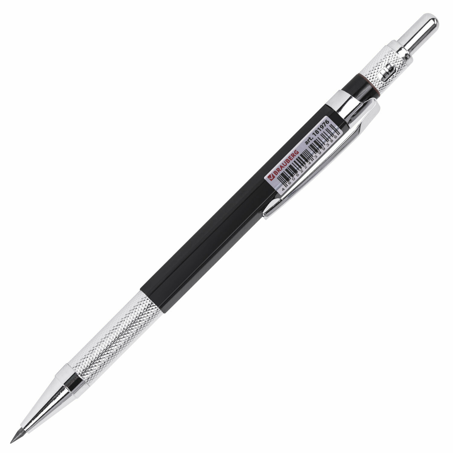 Упаковка 12 шт. Карандаш механический цанговый 2 мм, HB, BRAUBERG "METALLIC X-20", металлические детали, 181976
