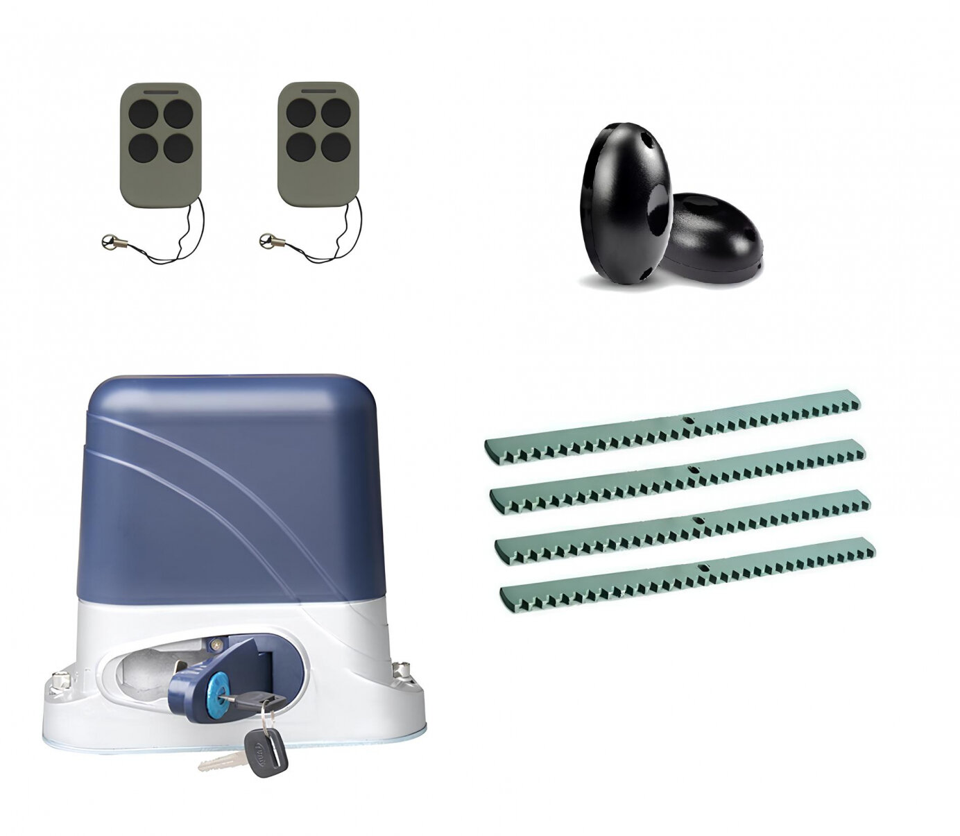 Автоматика для откатных ворот KSL-800 KIT-FK4, комплект: привод, 2 пульта, фотоэлементы, 4 рейки