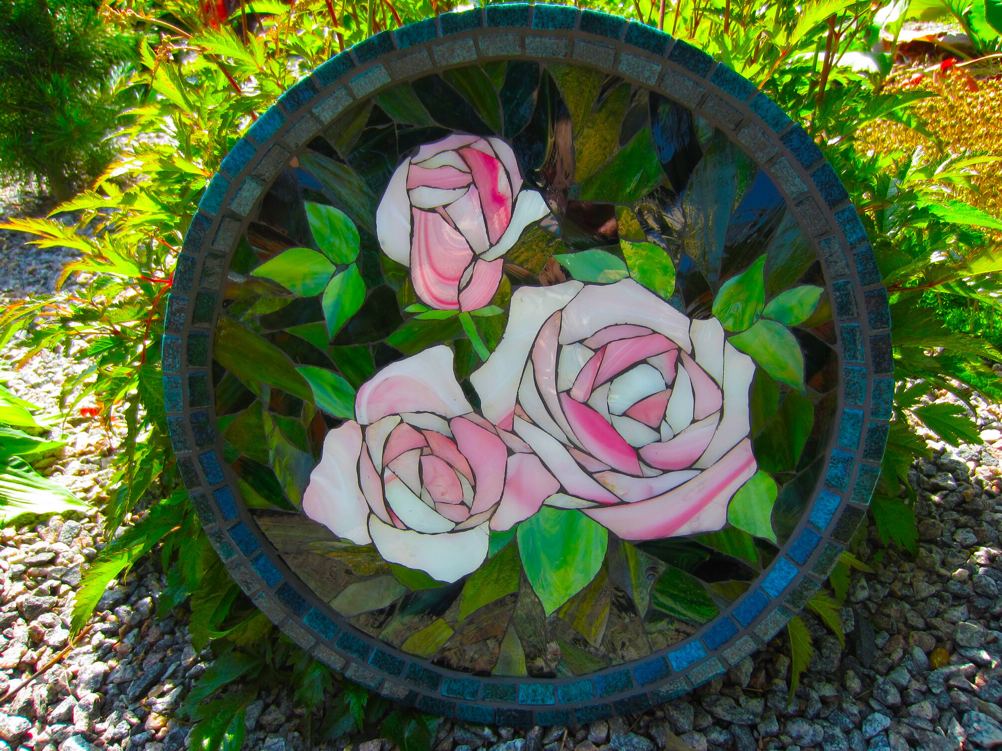 Картина-панно "Розы" Мозаика из витражного стекла