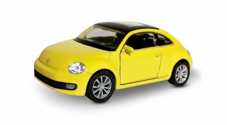 Игрушка Модель Машинка 1:38 Volkswagen Beetle, пруж. мех, желтый