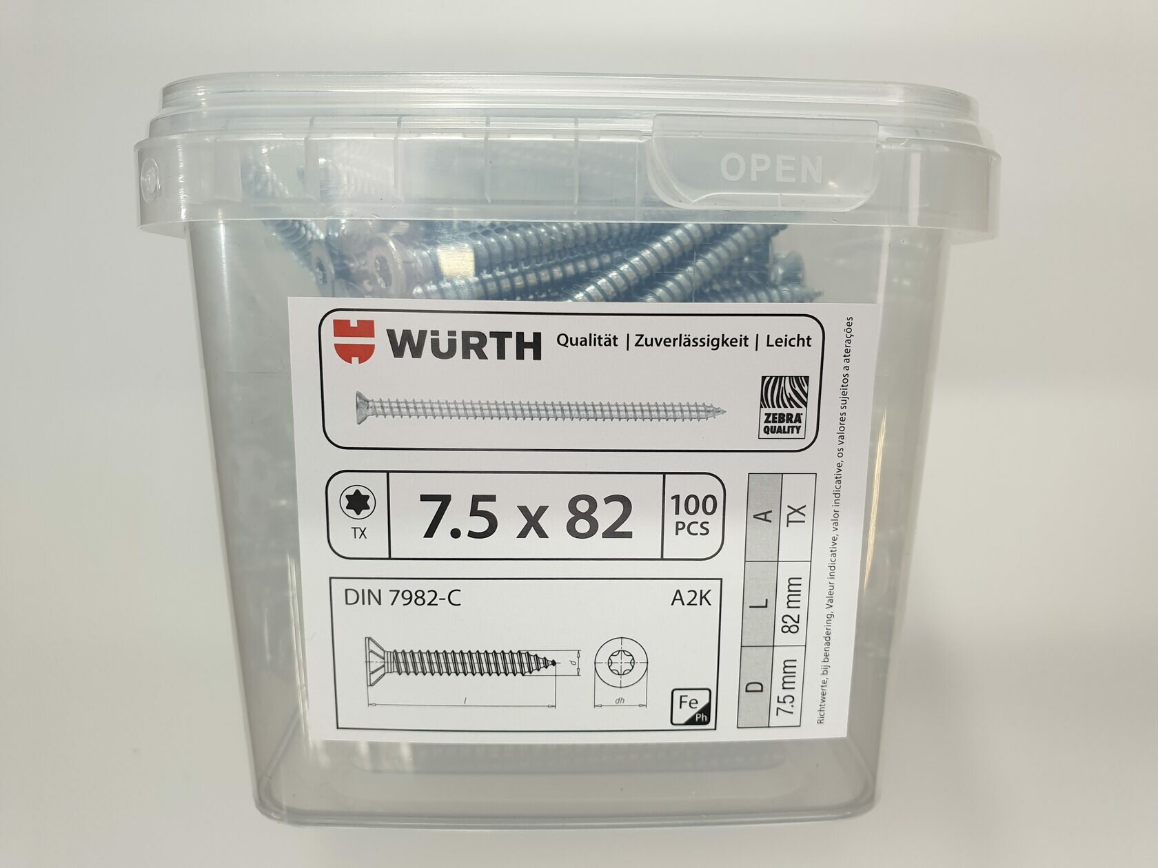 Саморез по металлу DIN 7982-C 7.5x82 (100 pcs) WURTH, Германия
