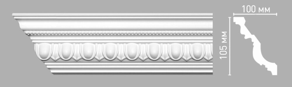 Плинтус Потолочный с Рисунком Decomaster 95608 В105хШ100хД2400 / Декомастер.