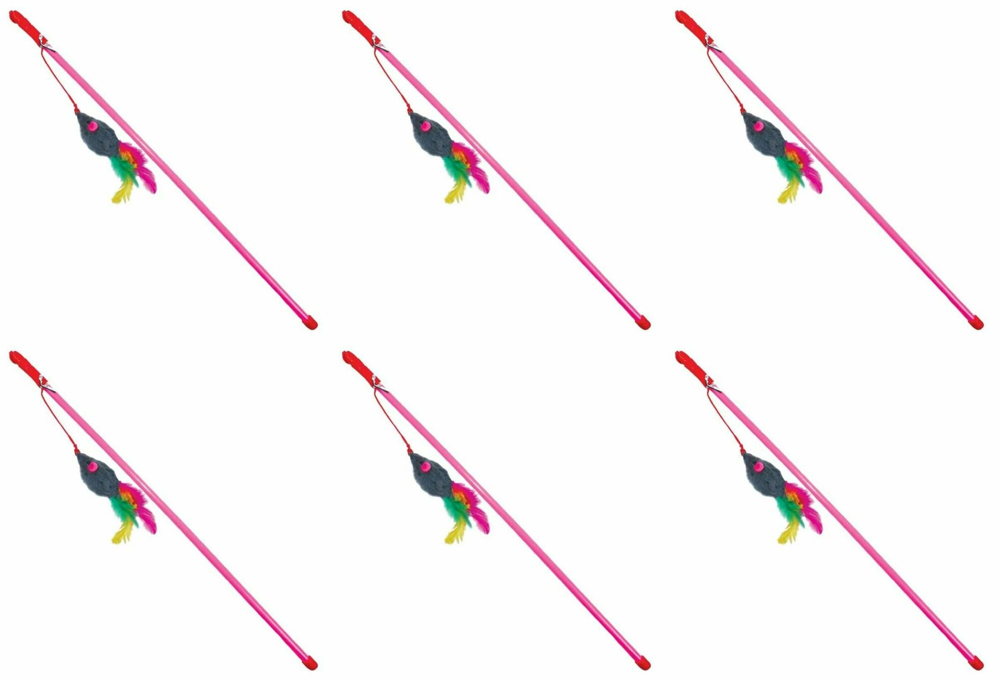 Triol Игрушка для кошек удочка-дразнилка, мышка, 6 штук