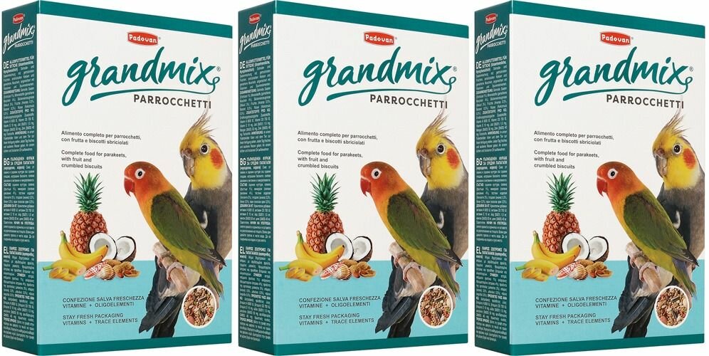 Padovan Корм для средних попугаев, 400 г, 3 уп