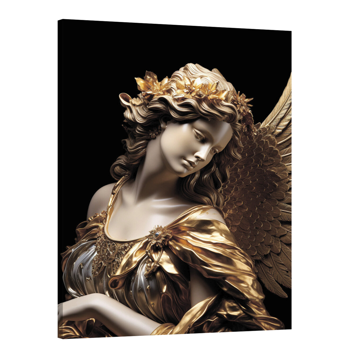 Интерьерная картина 50х70 "Ангел с золотым ликом"