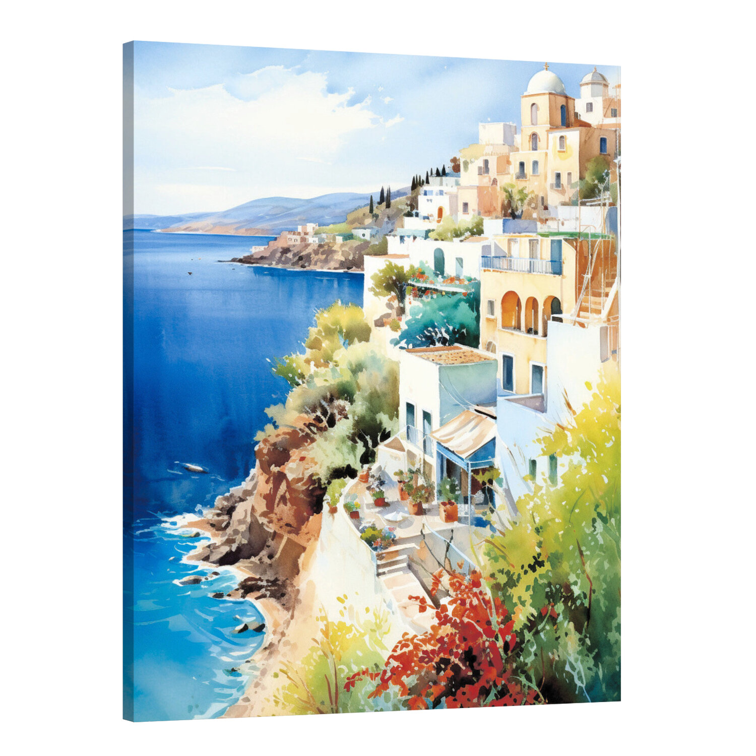 Интерьерная картина 50х70 "Морской берег Греции: мечта путешественника"