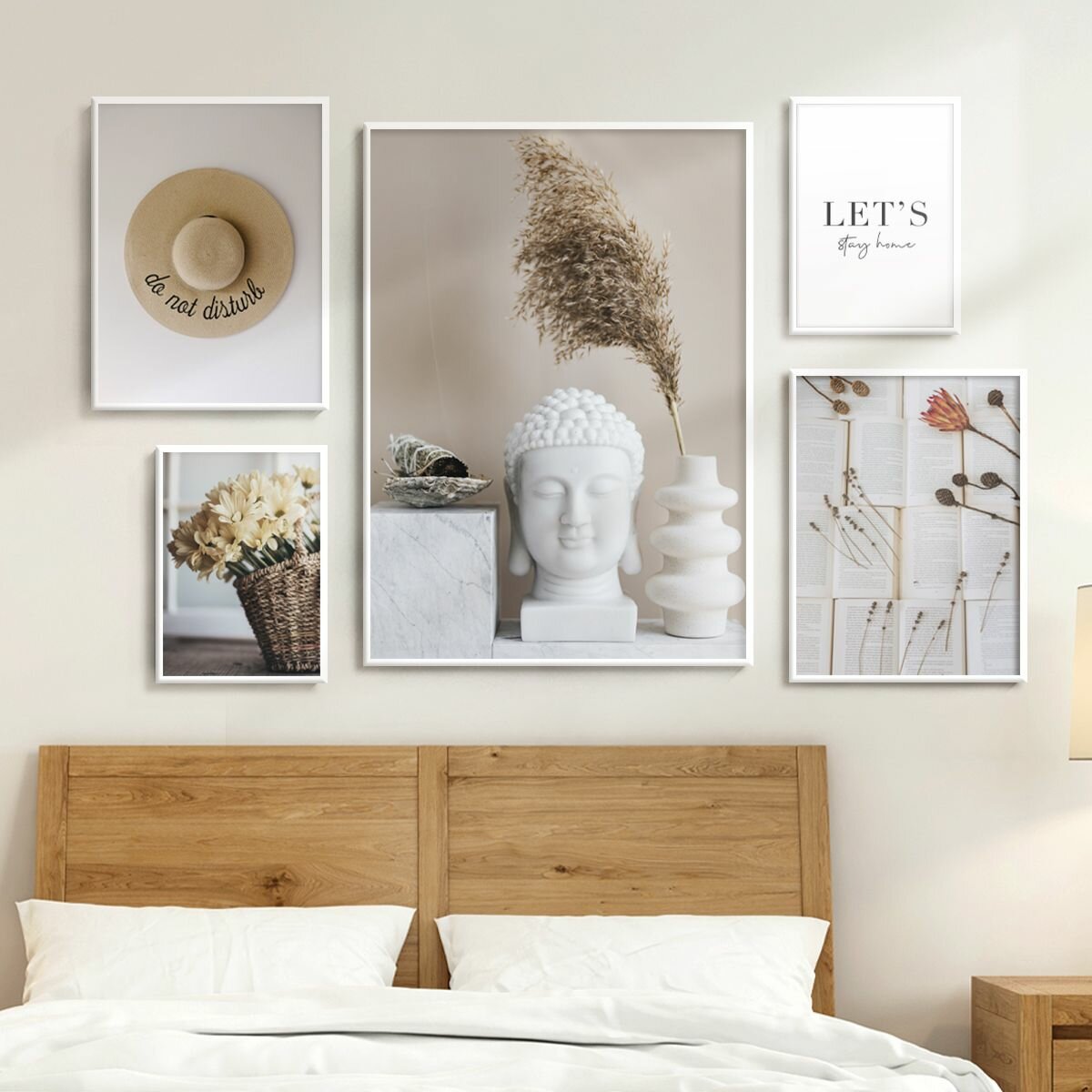 Набор постеров 5 шт "Будда и цветы" плакат для интерьера, картина на стену