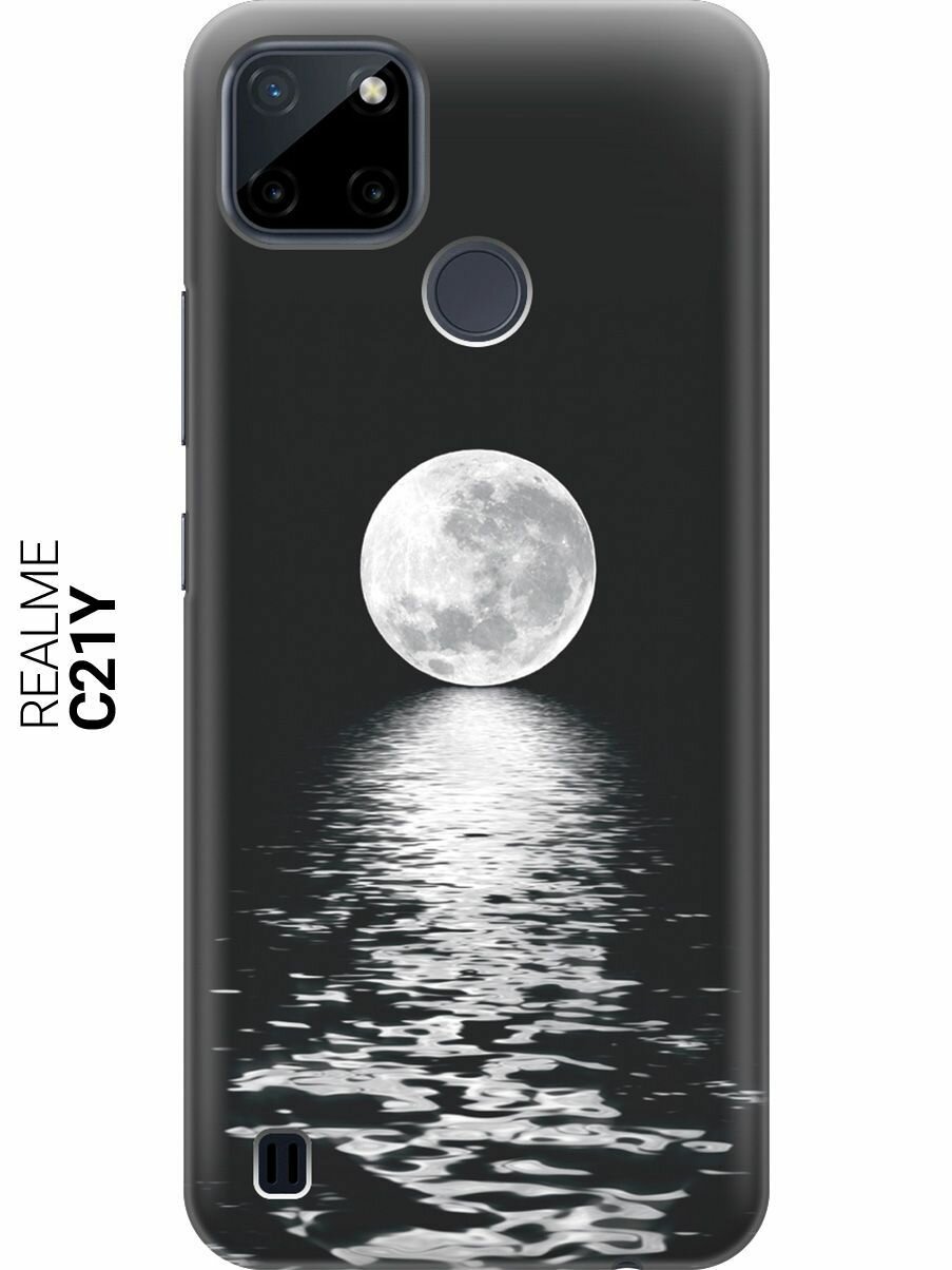 Силиконовый чехол на Realme C21Y, Рилми С21у с принтом "Луна над морем"