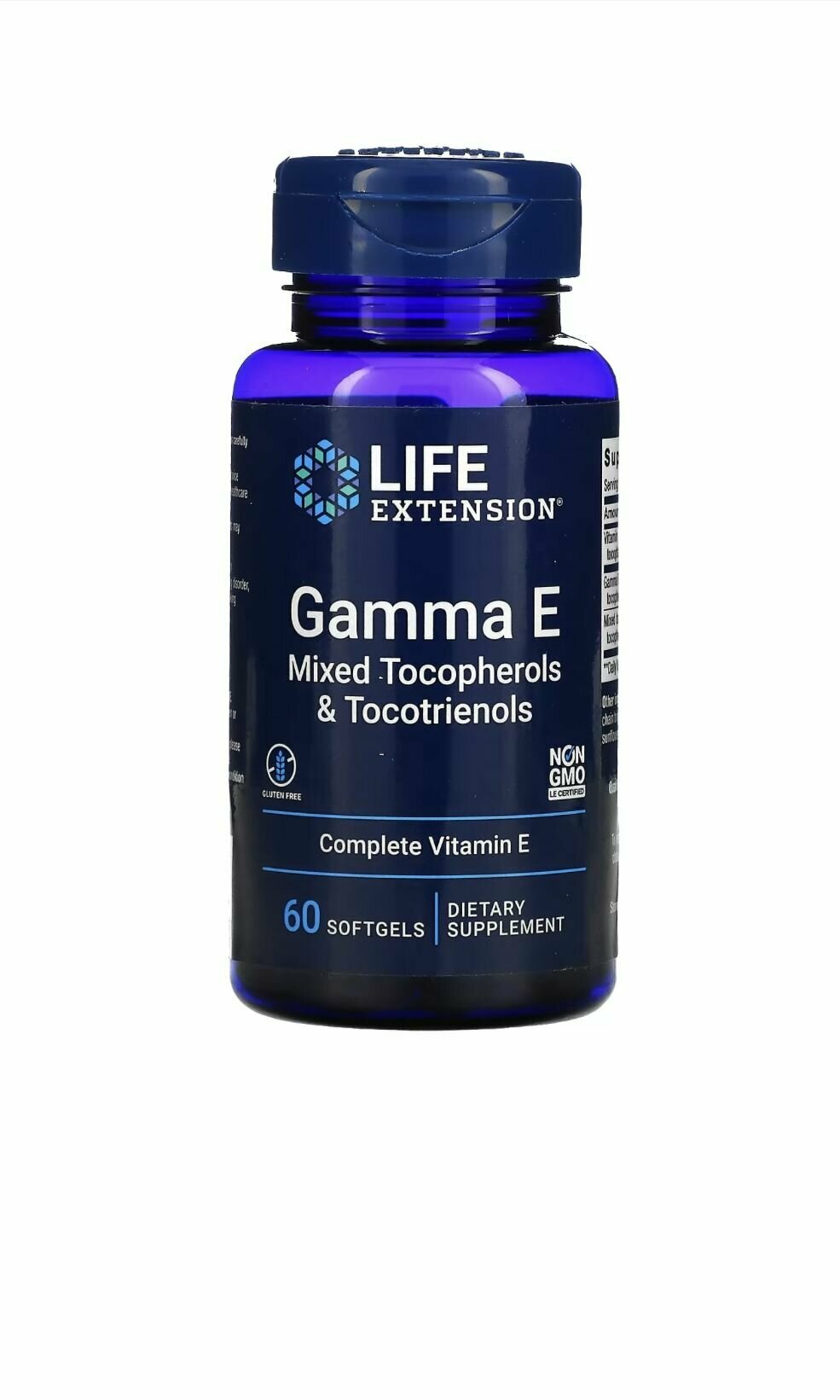 Гамма E Смесь Токоферолов и Токотриенолов LIFE EXTENSION Gamma E Mixed Tocopherols & Tocotrienols 60 капсул