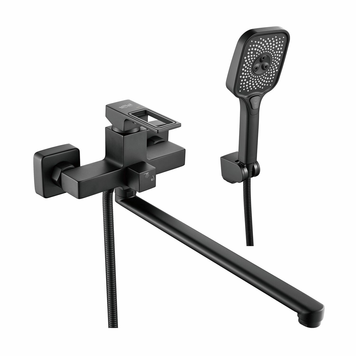 Смеситель для ванны Raffine F2296H, аэратор, поворотный излив, вертикальный монтаж, черный