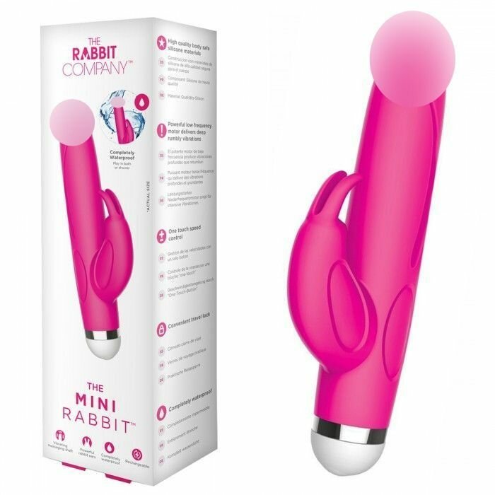 Розовый мини вибратор стимулятор кролик силиконовый, с 7 функциями вибрации и пульсации 18+, клиторальный стимулятор для девушек и для пар - 13,9 см.