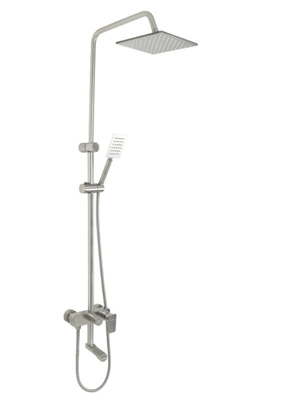 Смеситель + стойка душевая BRIMIX 82705 серый тропический душ с двумя лейками