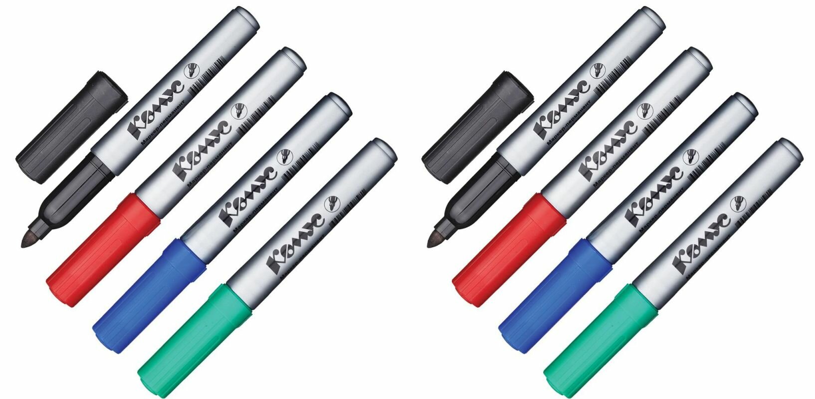 Комус Набор маркеров перманентных, круглый наконечник, 1-4 мм, 4 цвета, 2 уп.