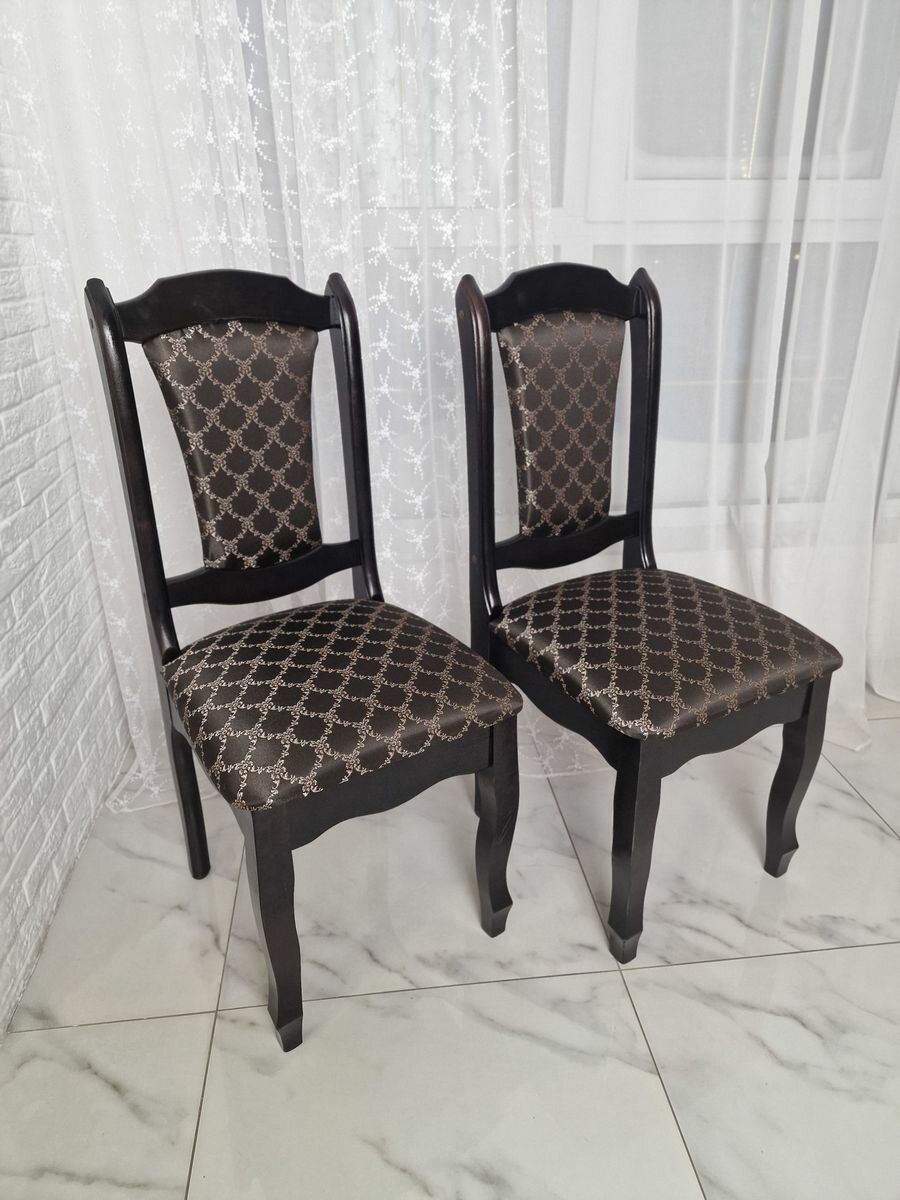 Стулья для кухни и гостиной 2 шт "Застолье" деревянные мягкие коричневые