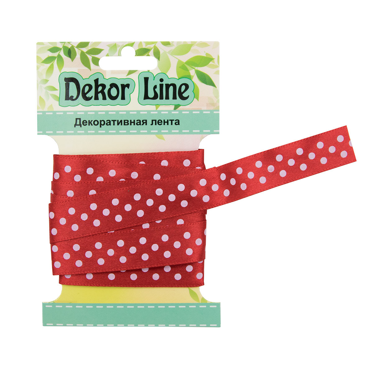 Лента атласная декоративная Айрис 'Горошек', 1,5см*3м (красный)