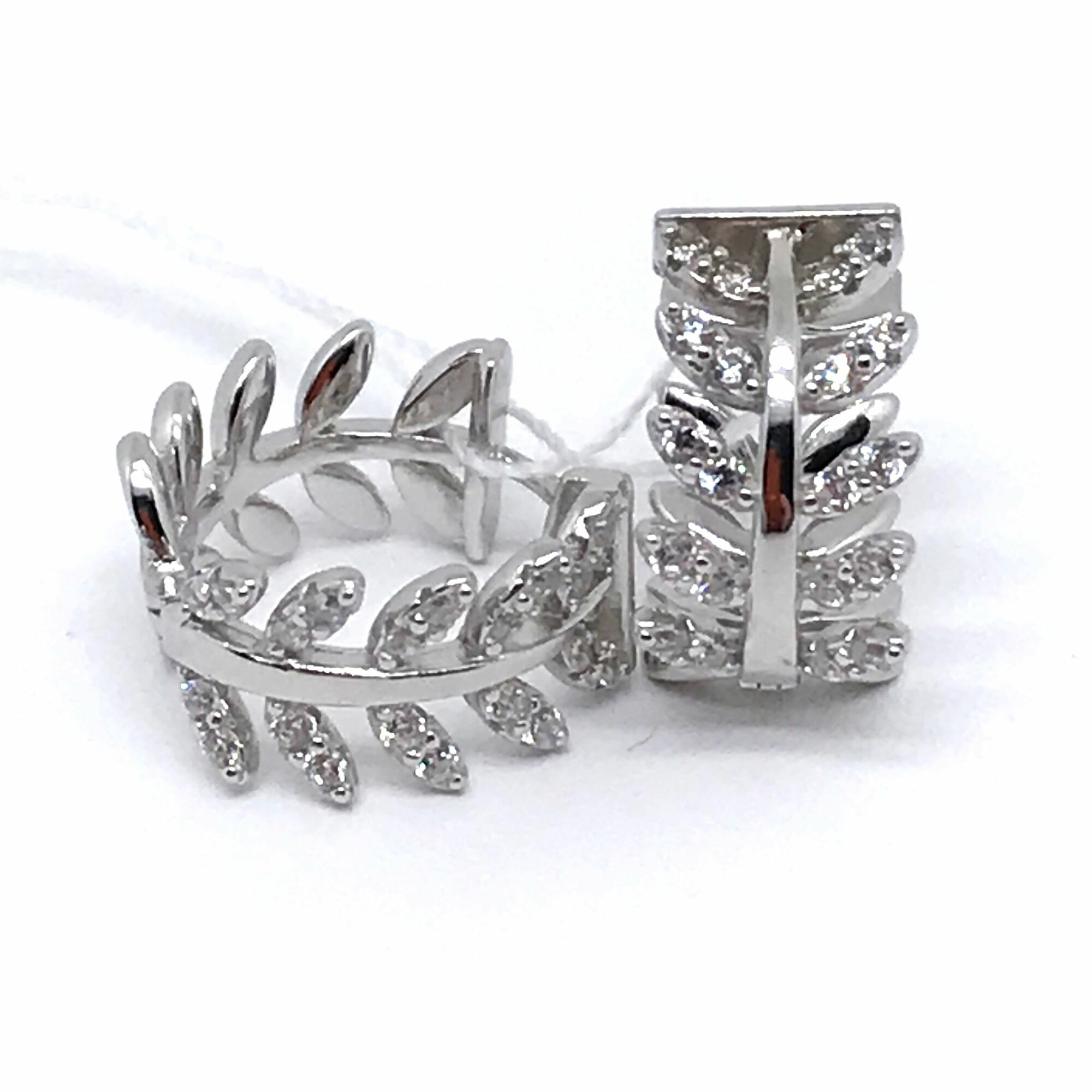 Серьги конго, серебро, 925 проба, родирование, циркон