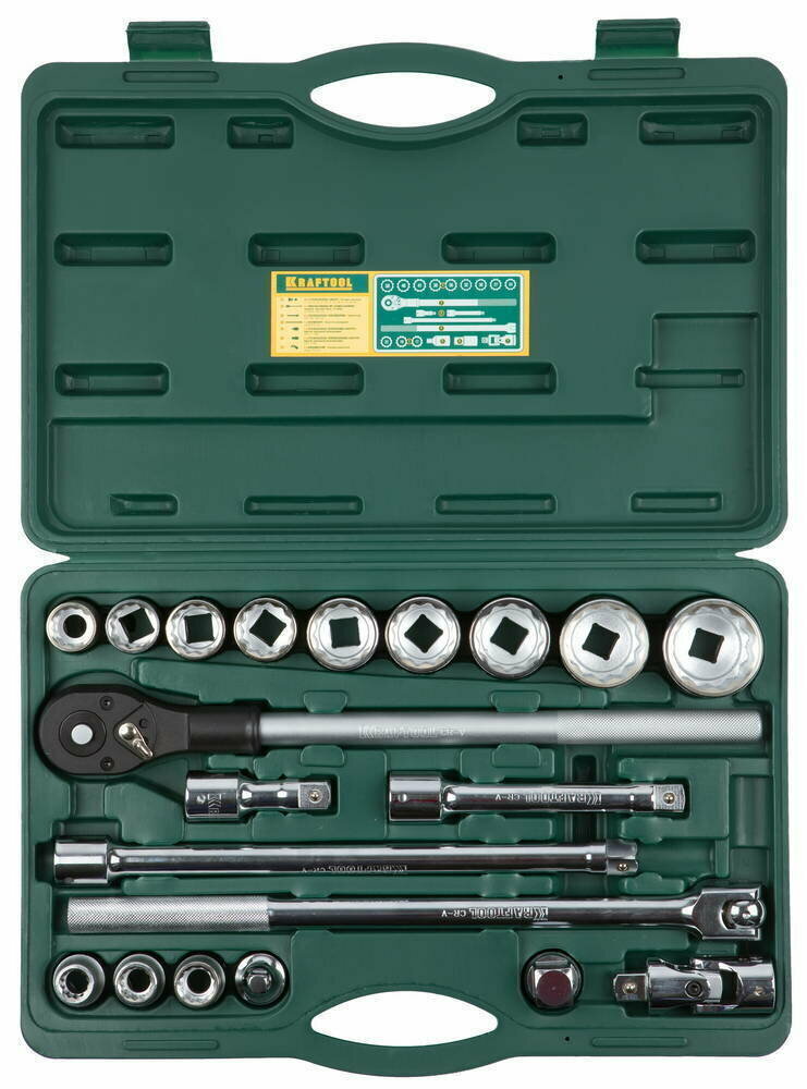 KRAFTOOL TRUCK 20, 20 предм, (3/4″), набор торцовых головок для крупногабаритной техники (27895-H20)