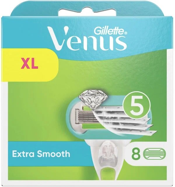 Сменные кассеты Gillette VENUS Extra Smooth Embrace, 8 шт, со смазывающей полоской с маслом авокадо