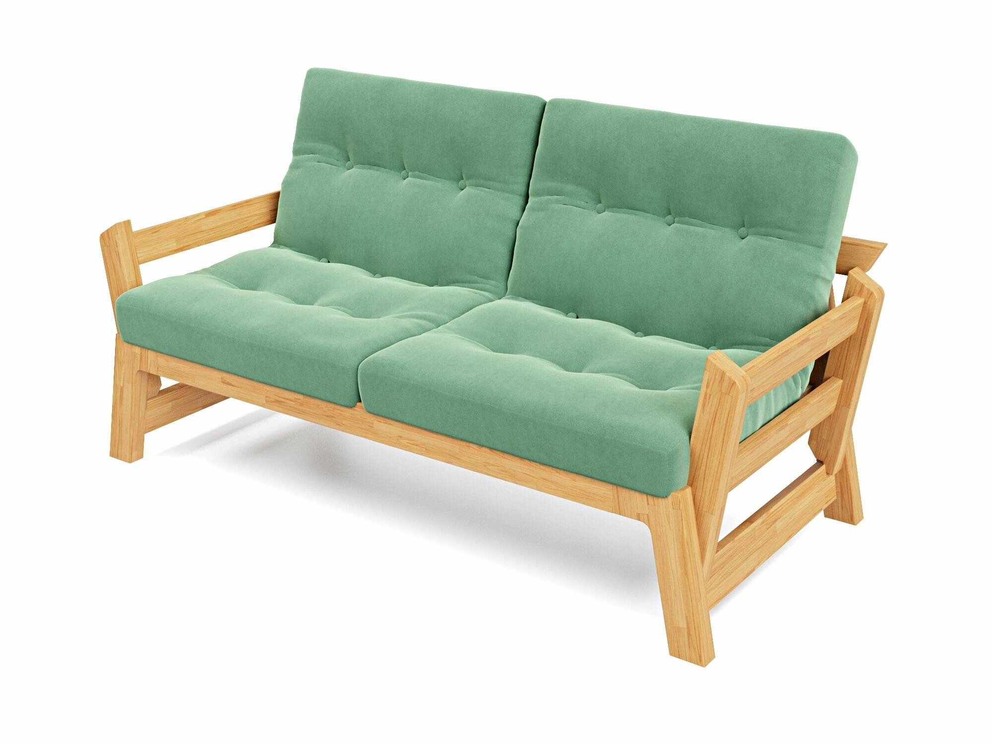 Садовый диван Arsko Мод-С, зеленый-сосна, велюр, двухместный, массив дерева, в офис, на кухню, в салон красоты