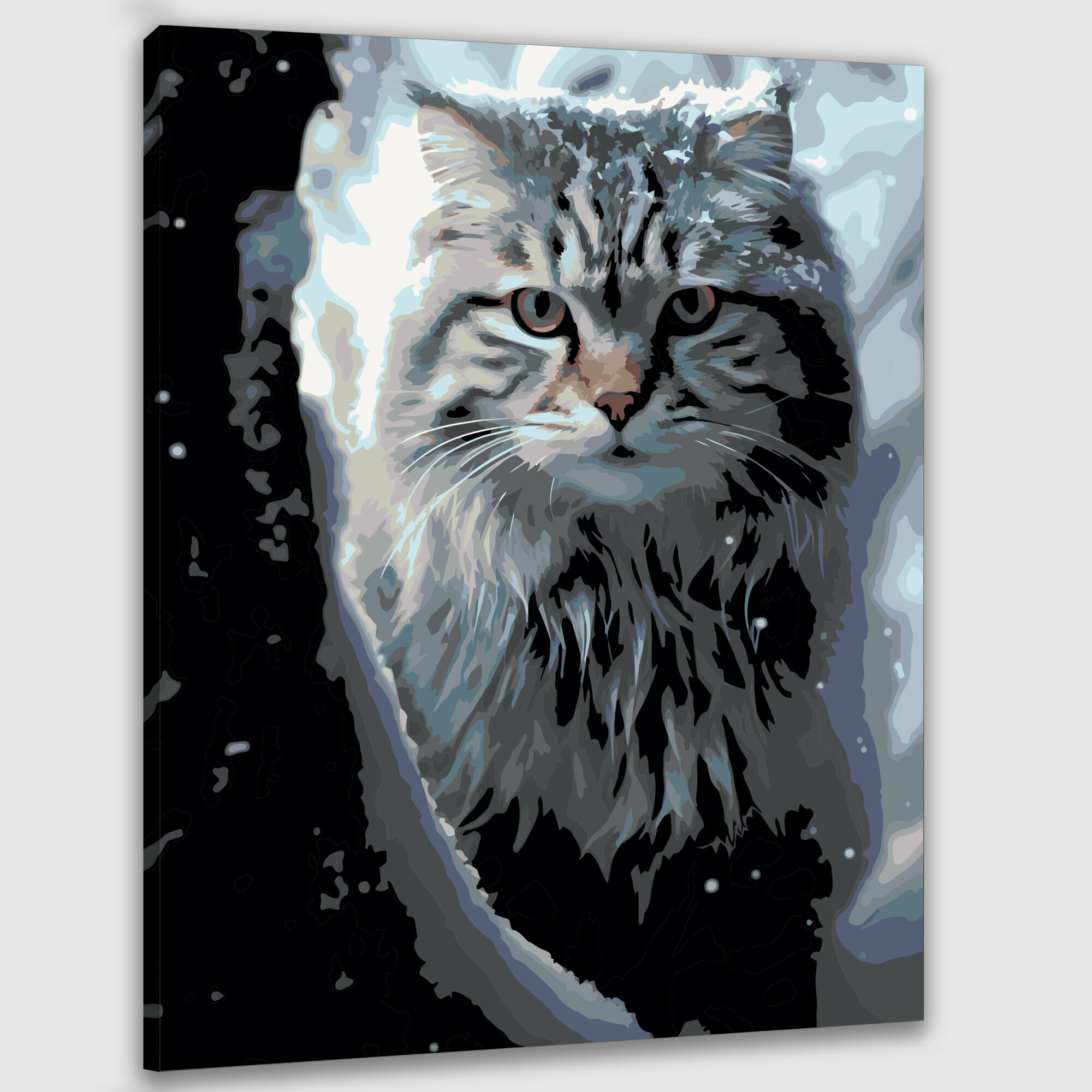 Картина по номерам 40x50 см, манул, цифровое изображение, грациозные движения, зимняя страна чудес