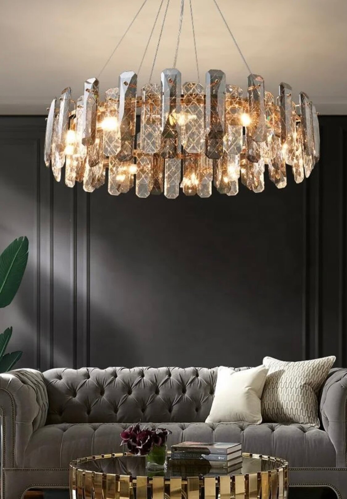 Люстра подвесная хрустальная в современном стиле 100 см 480 Вт