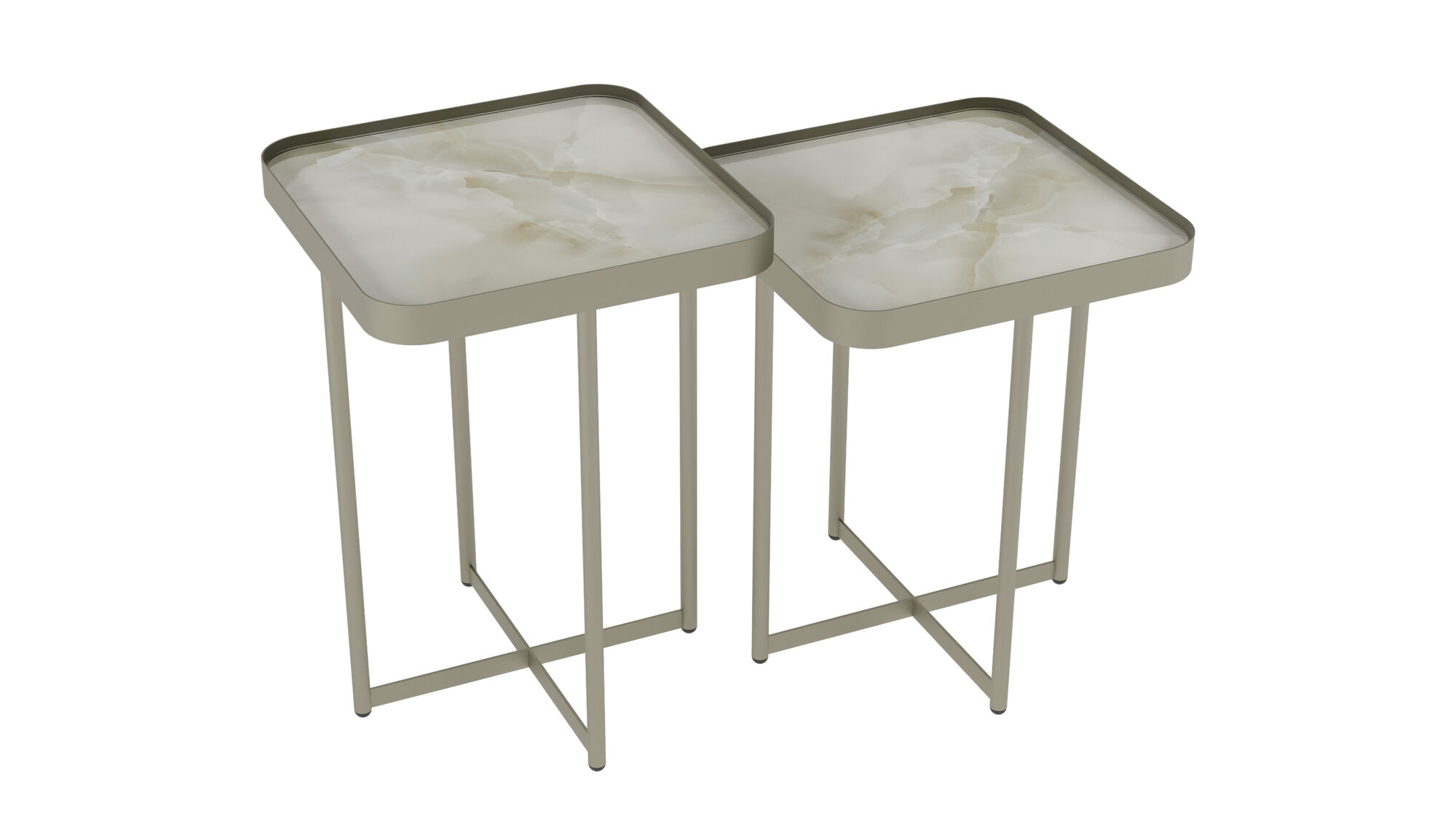 Комплект столов журнальных "Грейс" (2 шт) (белый оникс/титан)