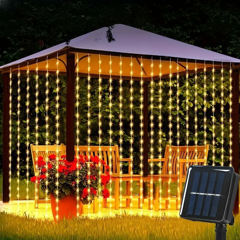 Солнечная гирлянда-штора 300 LED, Warm свет, 3x3 м