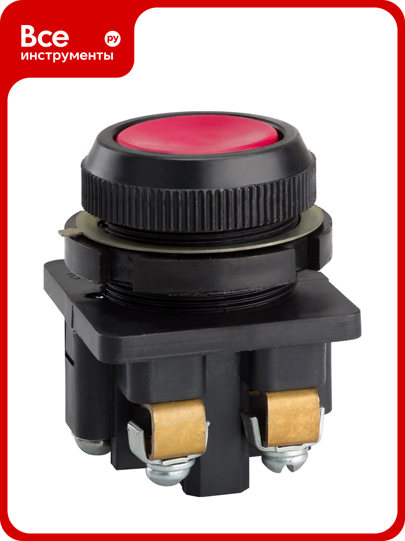 Кнопочный выключатель Электротехник Ке-011 у3 исп.2, красный, 1з и 1р, цилиндр, ip40,10а, 660в, ET502423
