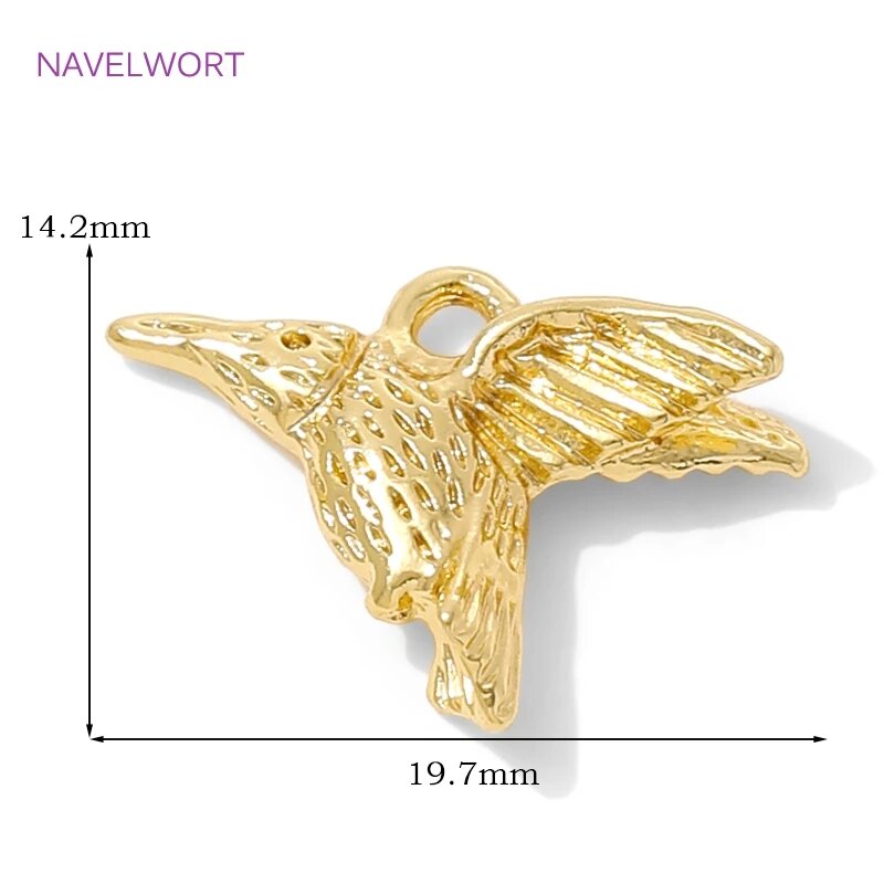 NAVELWORT Позолоченные латунные подвески-колибри для создания украшений 2 pieces, 18K Gold Plated