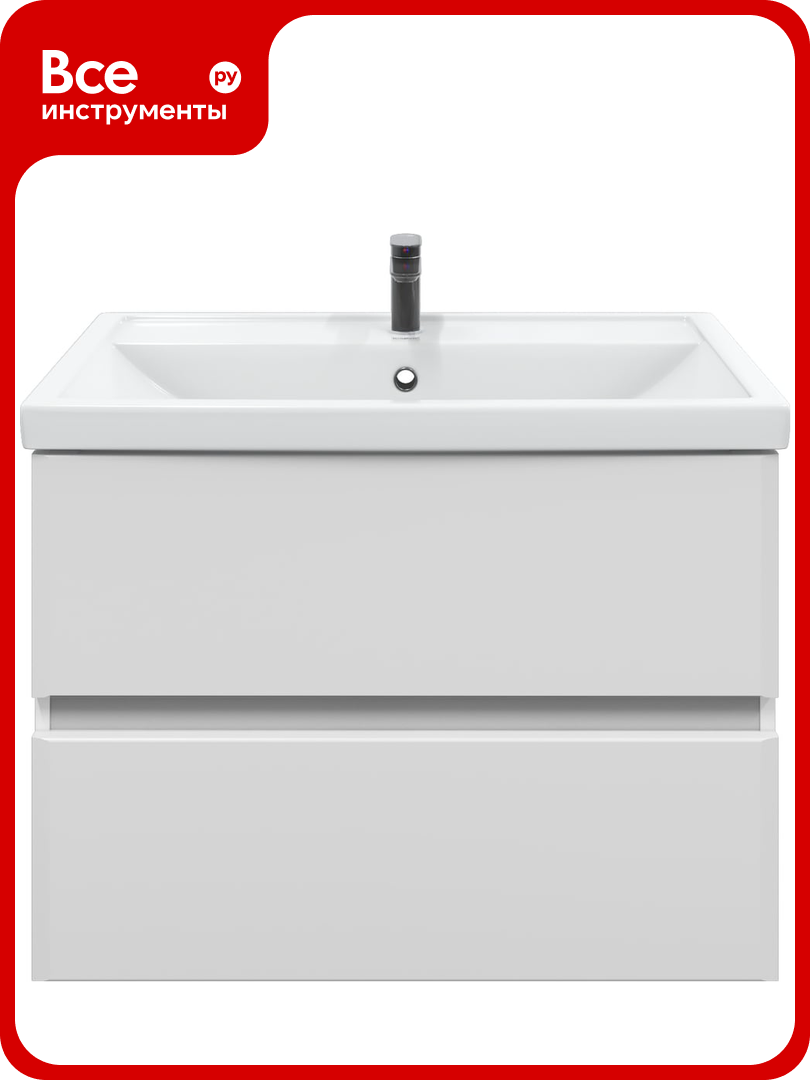 Подвесная тумба Sanstar велья 70 с раковиной фостер 70 (комплект) для ванной комнаты, белая 136.1-1.4.1. Кфос