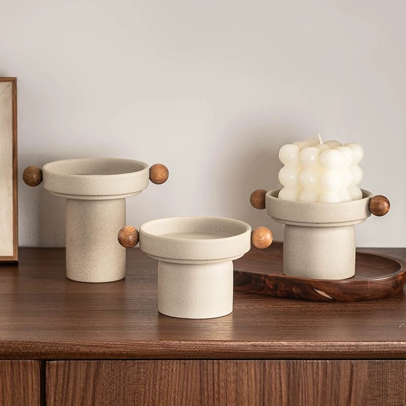 Простой ретро-подсвечник из керамики, подставка для ароматических свечей, высокий основание, создающий атмосферу легкой
