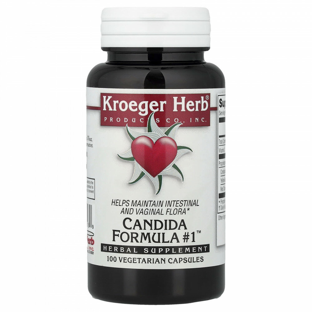 Kroeger Herb Co, Candida Formula #1™, 100 вегетарианских капсул