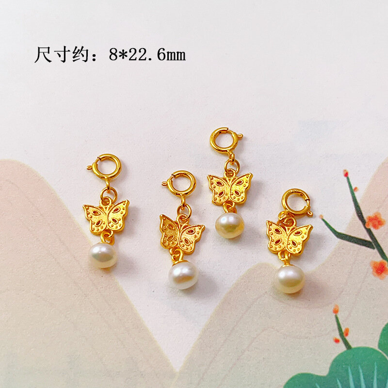 Подвеска в виде цветка-пятиконечной звезды из натуральной жемчужно-белой раковины, подвеска-бабочка в виде колоска, бусина-цилиндр, обернутая бусина, новые аксессуары для браслетов своими руками.