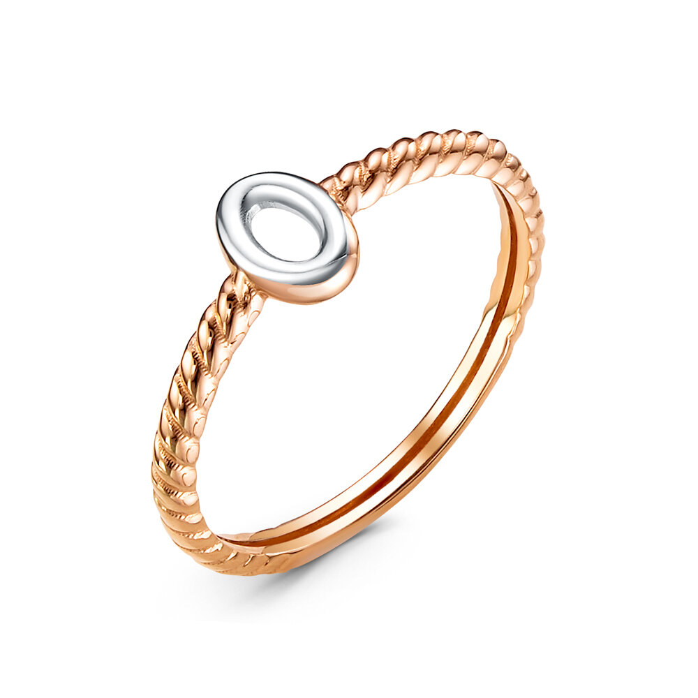 Кольцо на фалангу, тонкое, красное золото, 585 проба, родирование