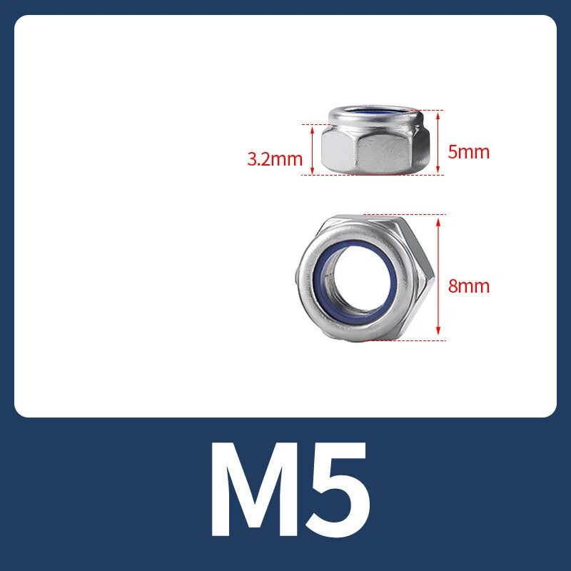 Стопорные гайки с левой резьбой из нержавеющей стали M4 M5 M6 M8 M10 M12 M5 x 0.8mm-50pcs
