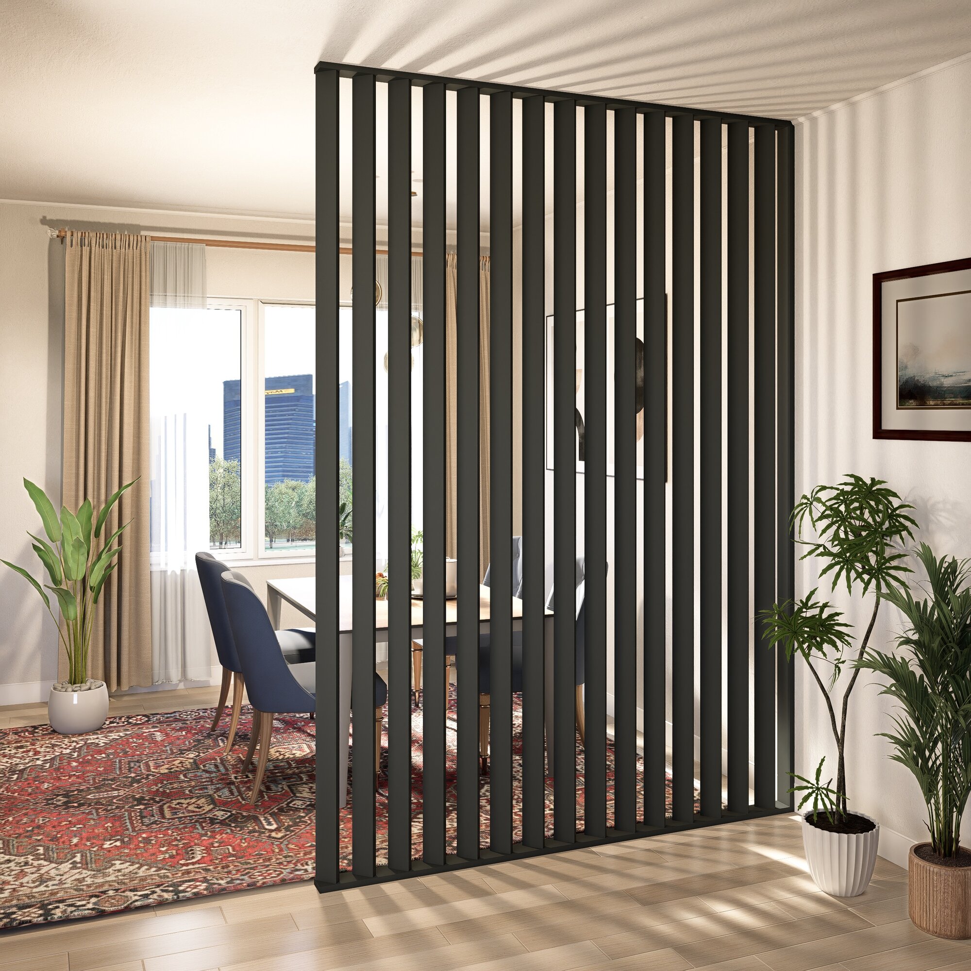 Реечная перегородка для зонирования пространства 1942 мм, Черный