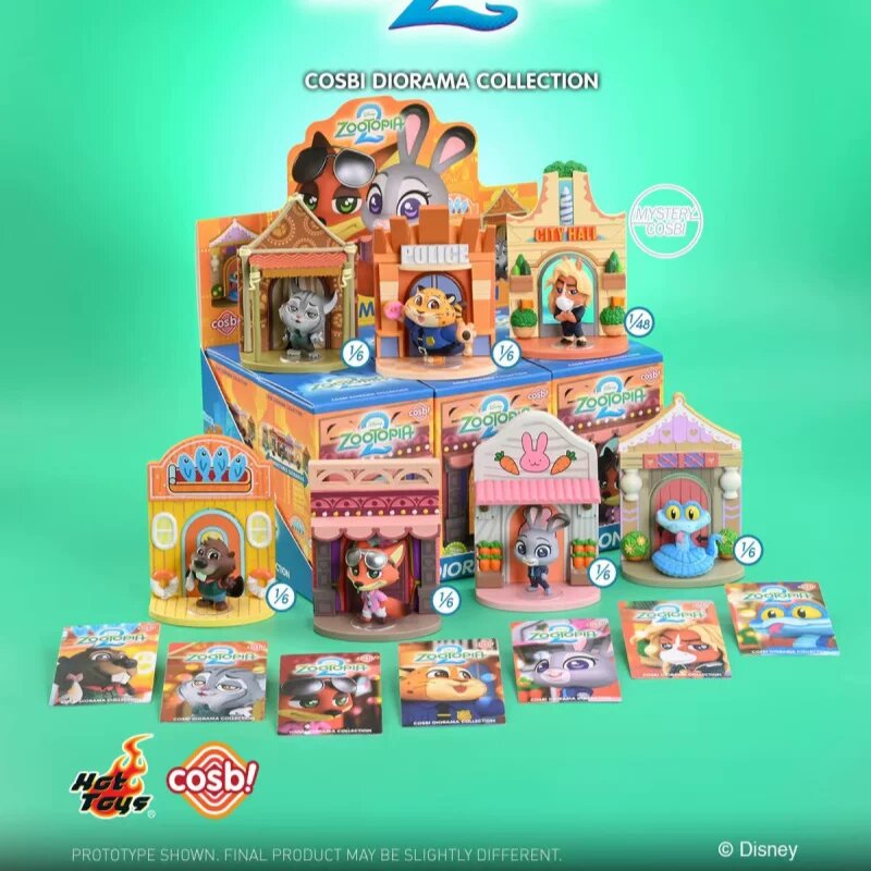 HotToys Zootopia 2 Сцена Слепой Коробки Коллекция - 6 Уникальных Фигурок, Включая Скрытую Редкую, Коллекционные