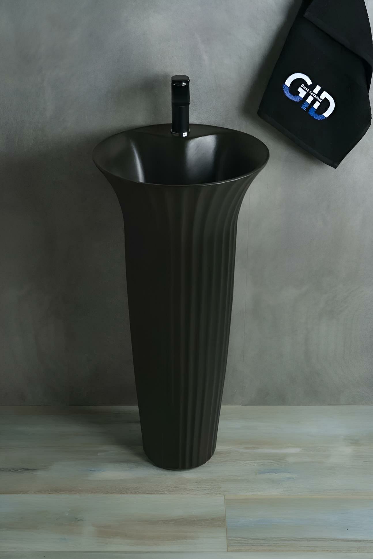 Раковина Gid Nb132bg 81114 накладная под черная графит 41x41x84