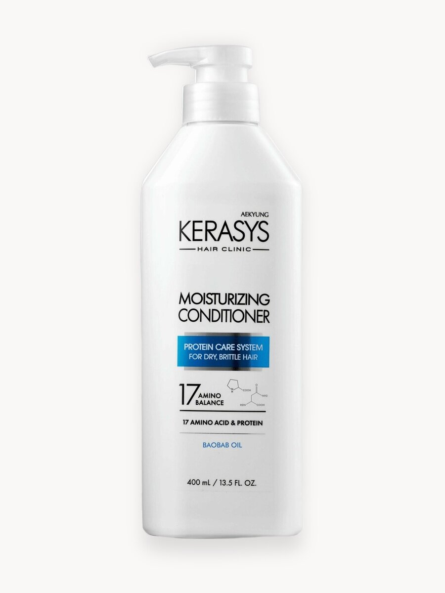 Kerasys Кондиционер для волос Увлажняющий CLINIC 400 мл, для кудрявых и вьющихся волос, Корея