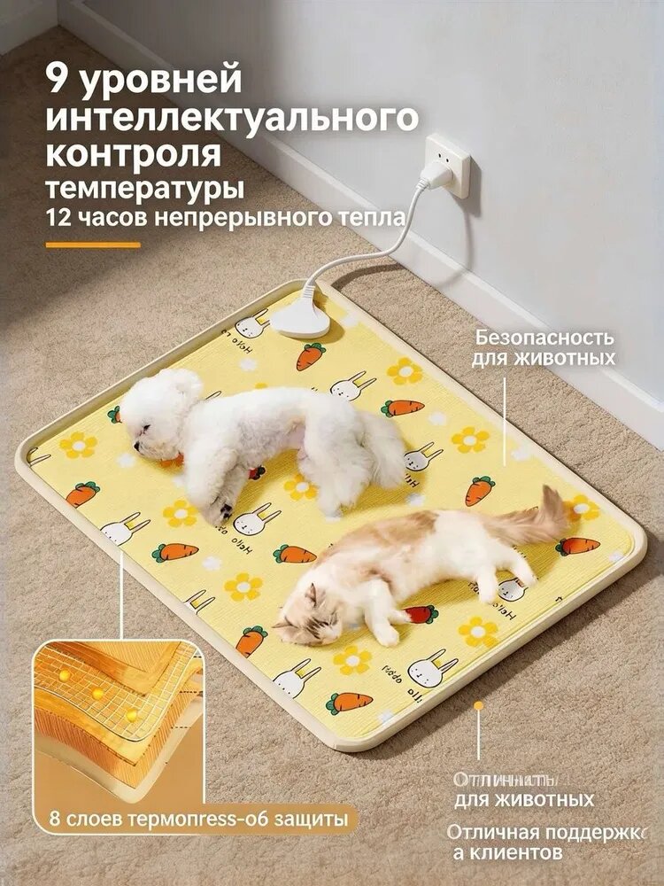 Водонепроницаемый нагревательный коврик для животных / Электрический греющий плед для питомцев