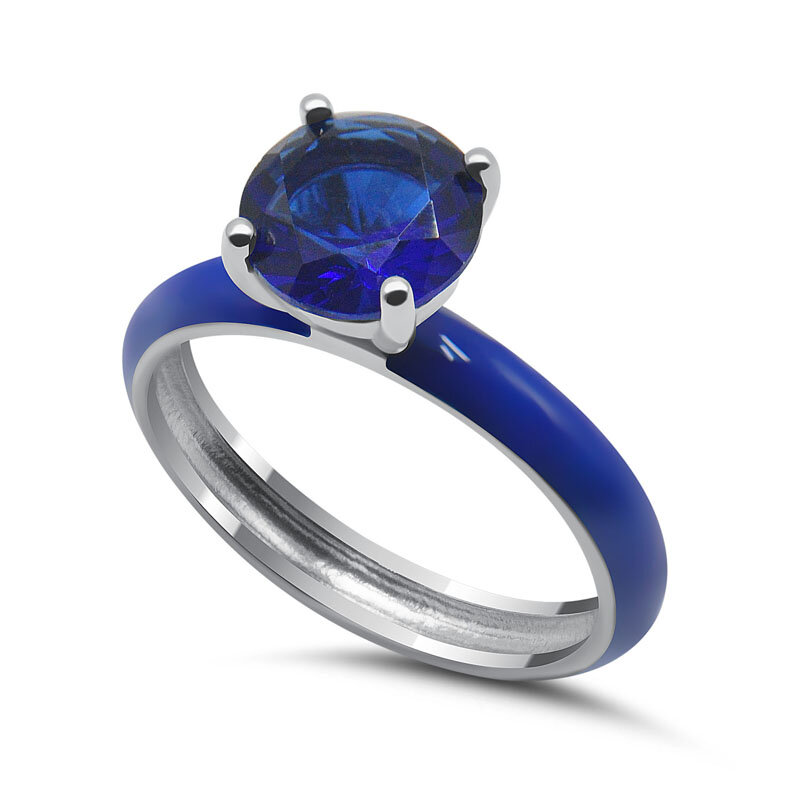 Кольцо, серебро, 925 проба, фианит, эмаль