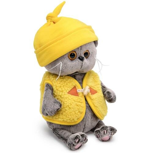 Budi Basa Мягкая Игрушка Кот Басик BABY в шапочке и меховом жилете (20см, в подарочной коробке) BB-1