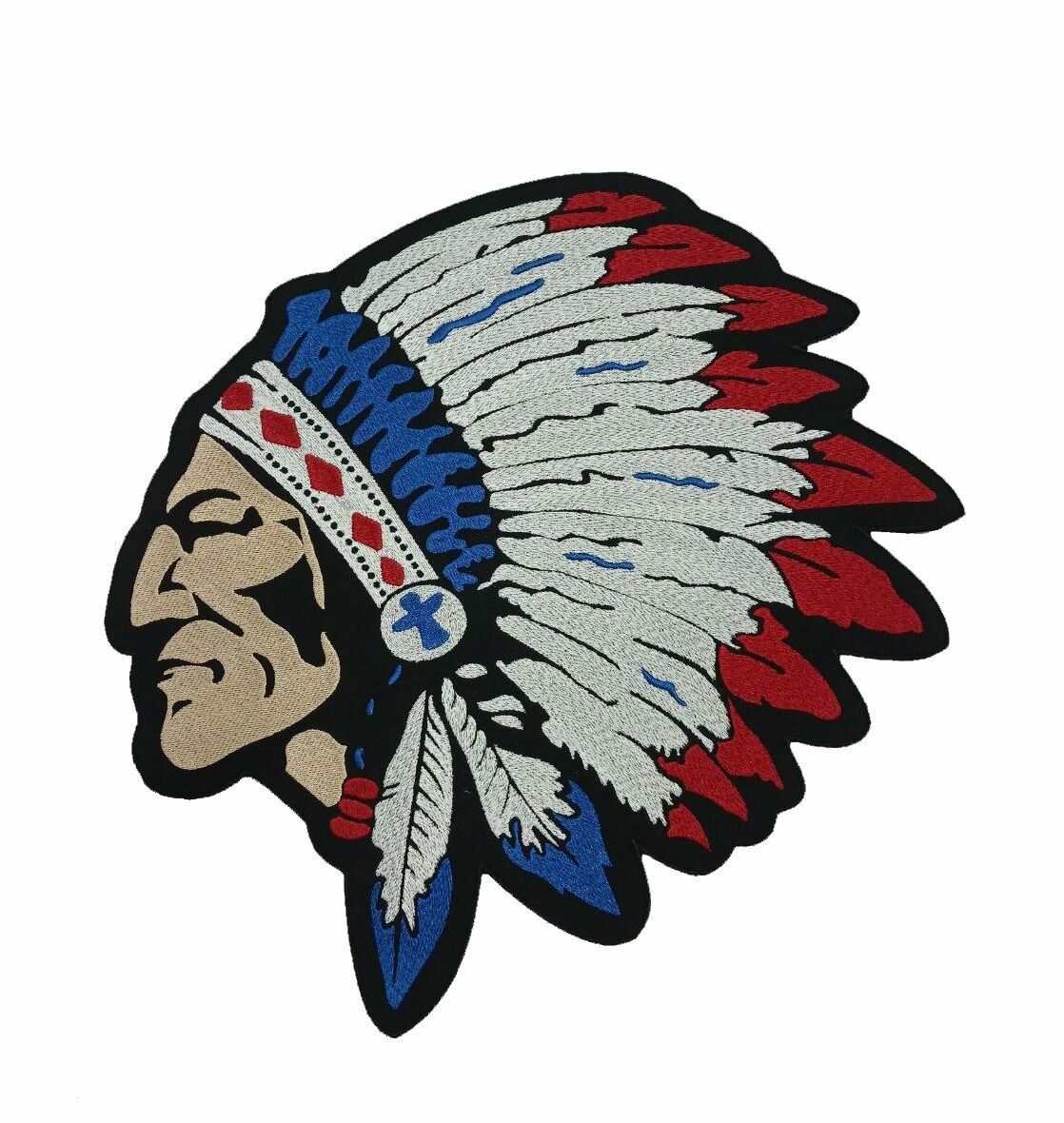 Большая нашивка на куртку, патч, шеврон байкерский, нашивка на спину Вождь. Размер 38х33 см.